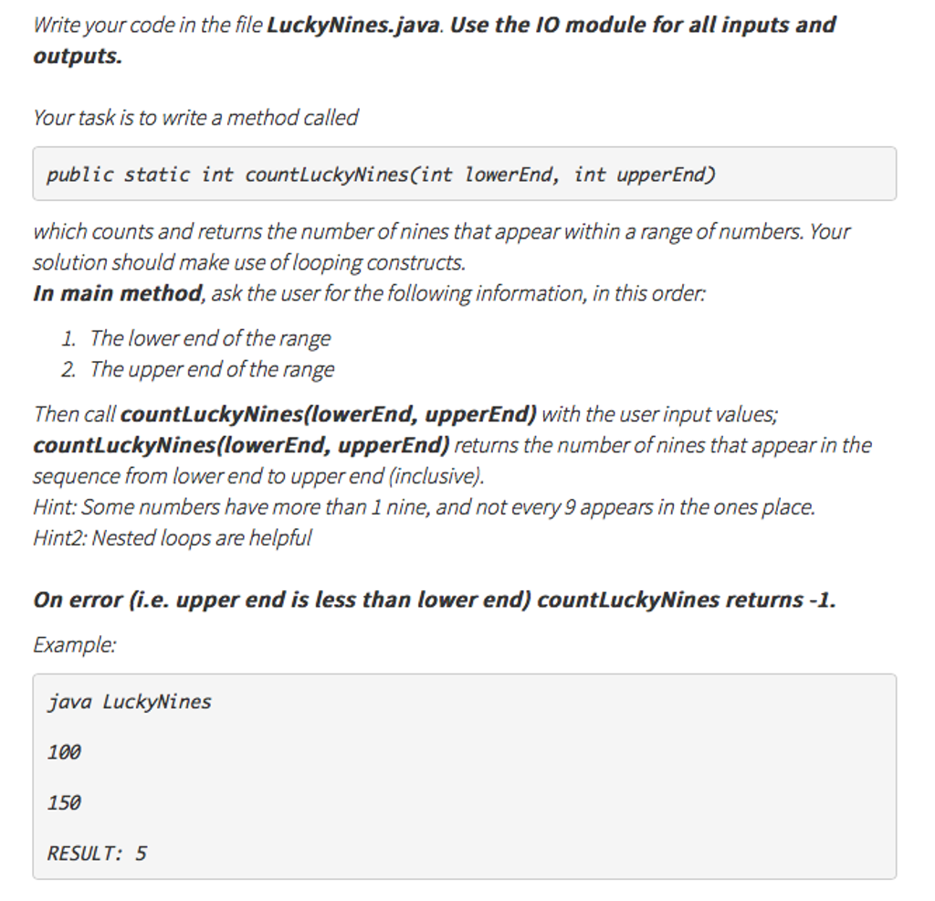 Solved Write Your Code In The File Luckyninesjava Use The 4081