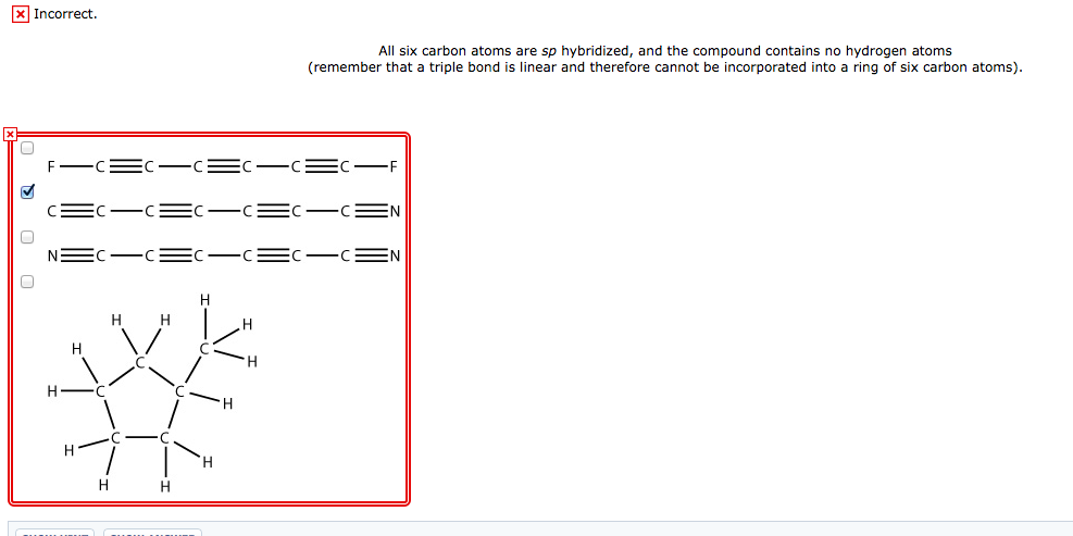 Solved All six carbon atoms are sp hybridized, and the | Chegg.com