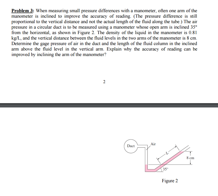 Solved When measuring small pressure differences with a | Chegg.com