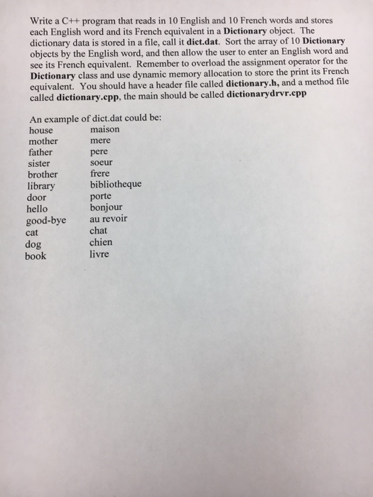 Solved Write a C++ program that reads in 10 English and 10 | Chegg.com