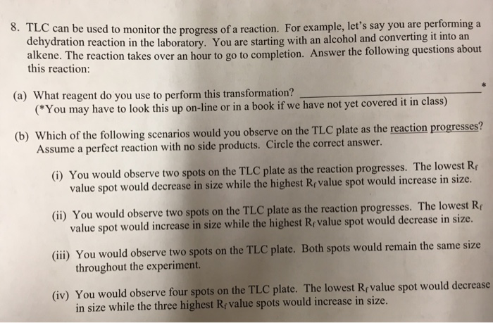 Solved TLC can be used to monitor the progress of a | Chegg.com
