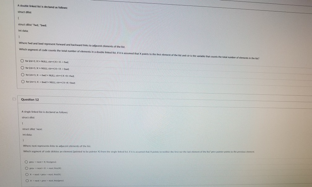 Solved A Double Linked List Is Declared As Follows Struct 