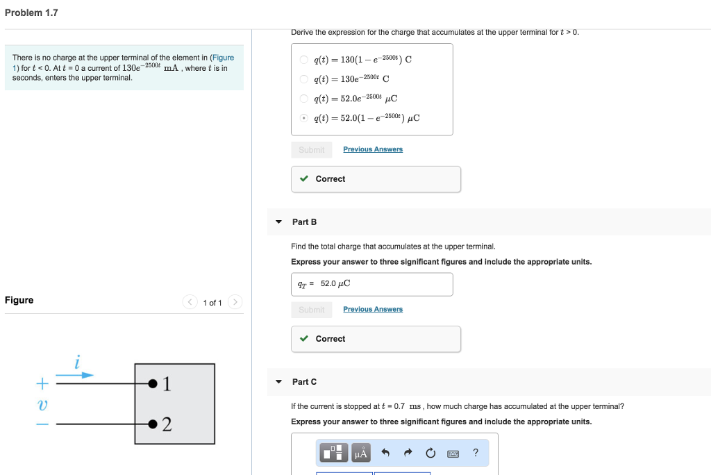 Solved Problem 1.7 Derive the expression for the charge that | Chegg.com