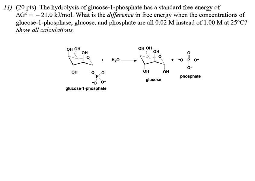 Solved The hydrolysis of glucose-1-phosphate has a standard | Chegg.com