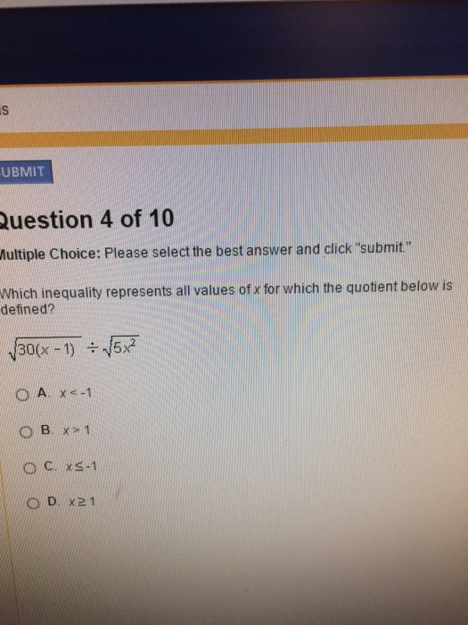 Solved Select the best answer and click "submit" Which | Chegg.com