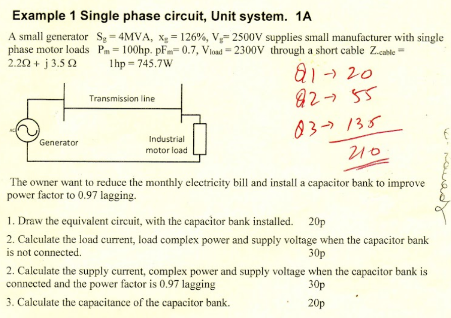Solved A small generator S_g = 4MVA, x_g = 126%, V_g= 2500V | Chegg.com
