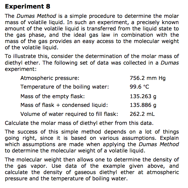 Volatile Liquid Example