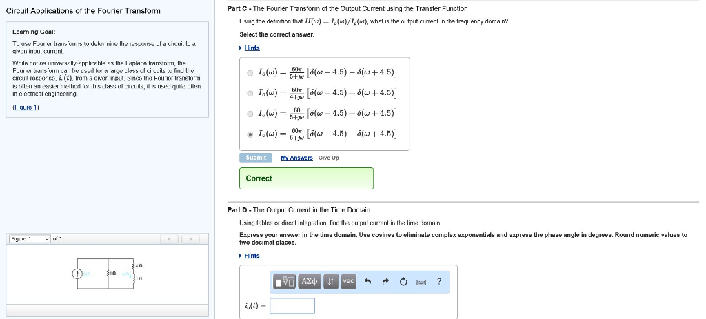 Solved Circuit Applications Of The Fourier Transform Using 