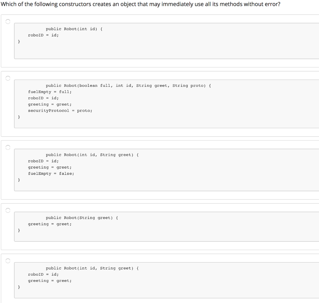 Solved public class Robot f private boolean fuelEmpty | Chegg.com