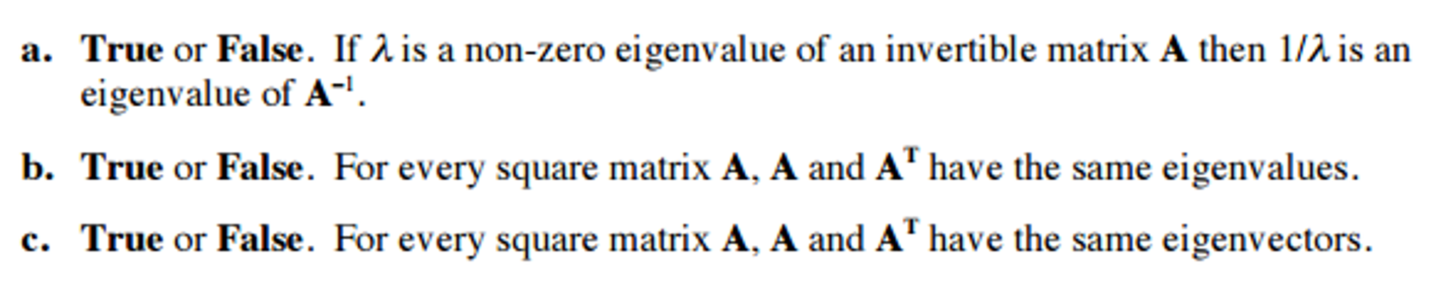 Solved True or False. If lambda is a non-zero eigenvalue of | Chegg.com
