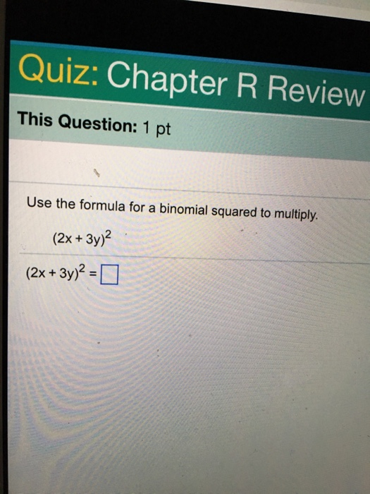Solved Use the formula for a binomial squared to multiply | Chegg.com