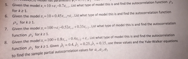 Solved Given the model x_1 = 10 + element_1 - 0.7 element_1, | Chegg.com