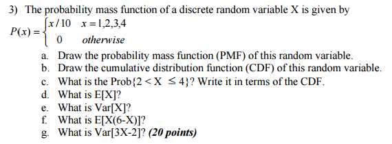 Solved The probability mass function of a discrete random | Chegg.com