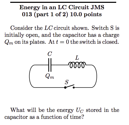 Solved Energy in an LC Circuit JMS Consider the LC circuit | Chegg.com