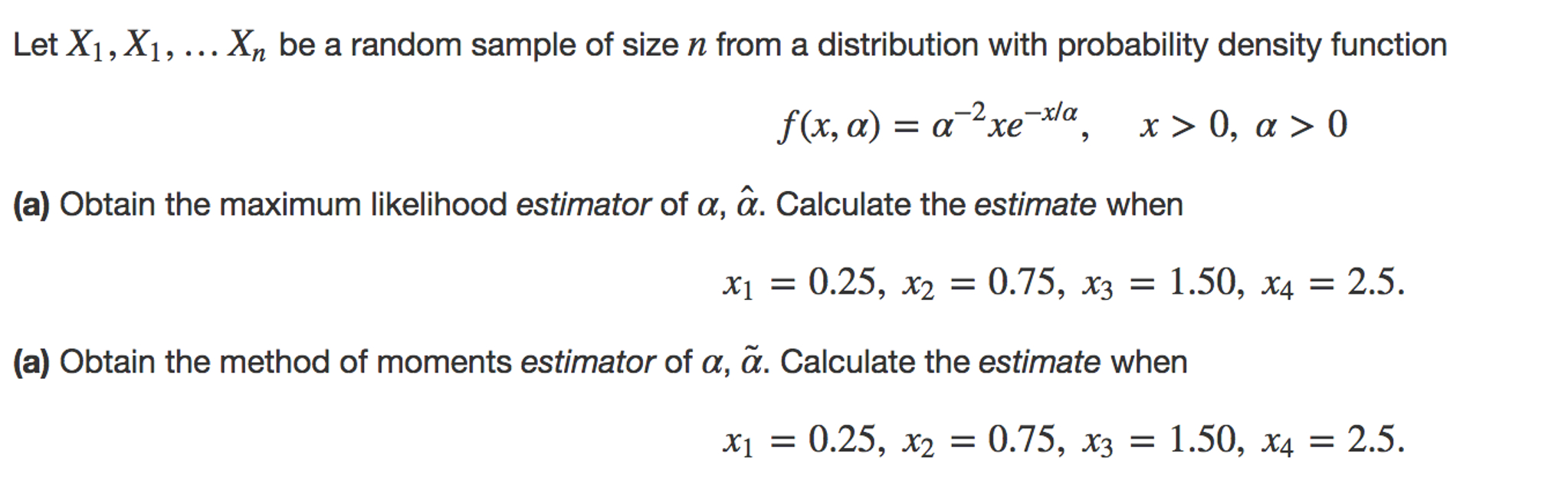 Solved Let X_1, X_1, ... X_n be a random sample of size n | Chegg.com