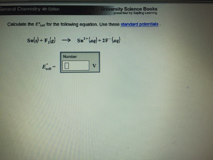Solved Calculate the E^o_cell for the following equation. | Chegg.com
