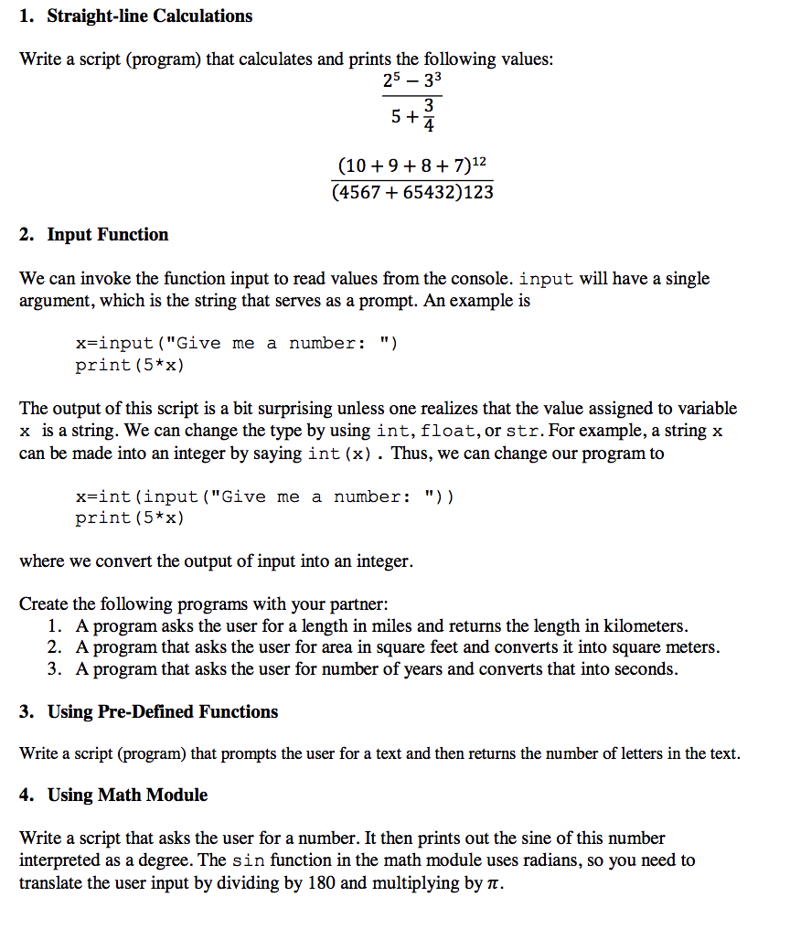 Solved 1. Straight-line Calculations Write a script | Chegg.com