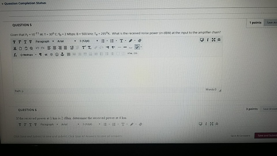 ¥ Question Completion Status: 1 points Save An | Chegg.com