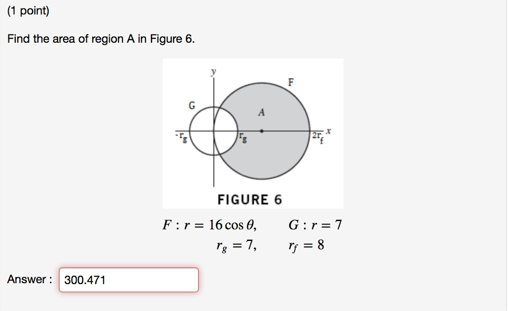Solved (1 point) Find the area of region A in Figure 6. | Chegg.com