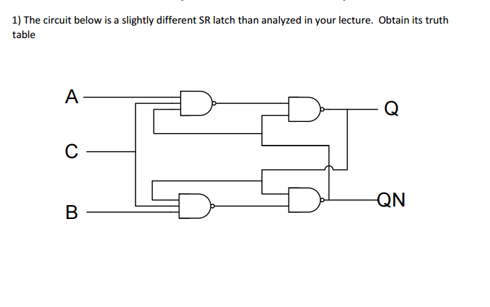 Solved 1) The circuit below is a slightly different SR latch | Chegg.com