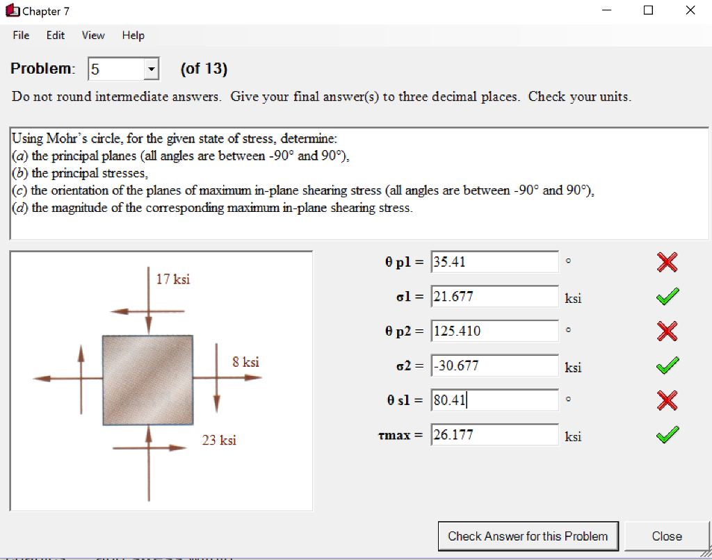Solved Using Mohr’s circle, for the given state of | Chegg.com