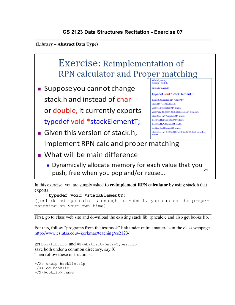 Solved CS 2123 Data Structures Recitation Exercise 07 | Chegg.com