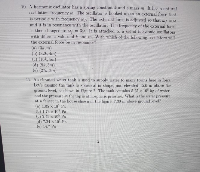 Solved 10. A harmonic oscillator has a spring constant k and | Chegg.com