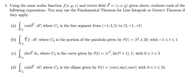 Solved 2 Using The Same Scalar Function Fx Y Z And 8958