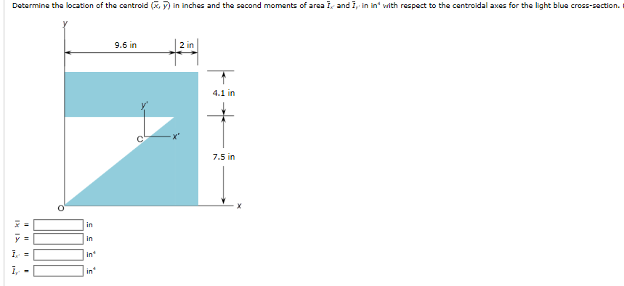 Solved Determine the location of the centroid (bar x, bar y) | Chegg.com