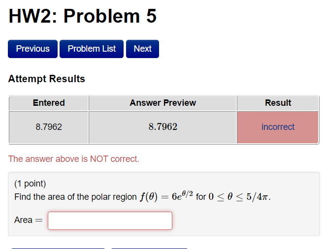 Solved Find the area of the polar region f(theta) = | Chegg.com