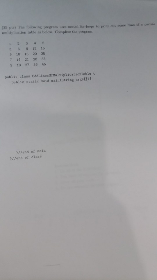 Solved (25 pts) The following program uses nested for-loops | Chegg.com Solved (25 pts) The following program uses nested for-loops | Chegg.com