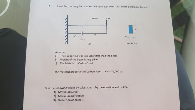 Solved 2 A notched, rectangular cross section cantilever | Chegg.com