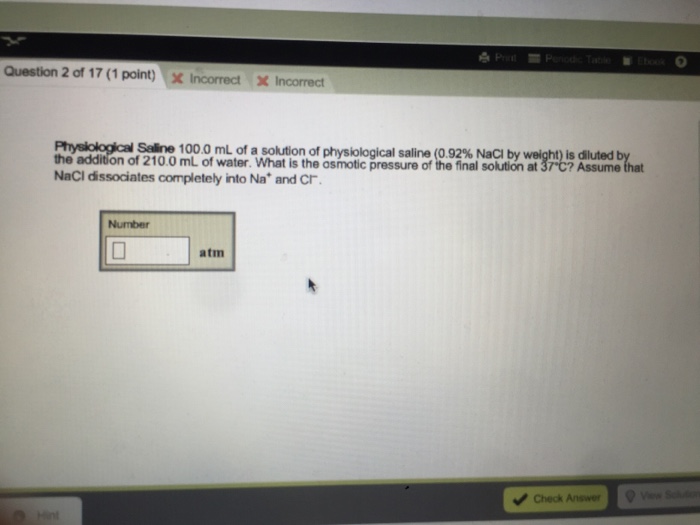 Solved Physiological Saline100.0 mL of a solution of | Chegg.com