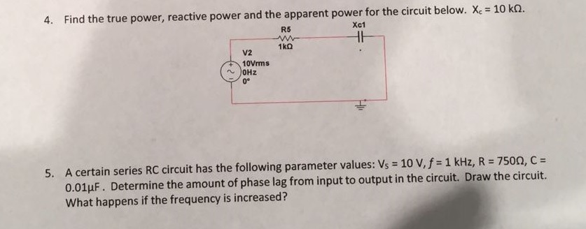 Solved Find the true power, reactive power and the apparent | Chegg.com