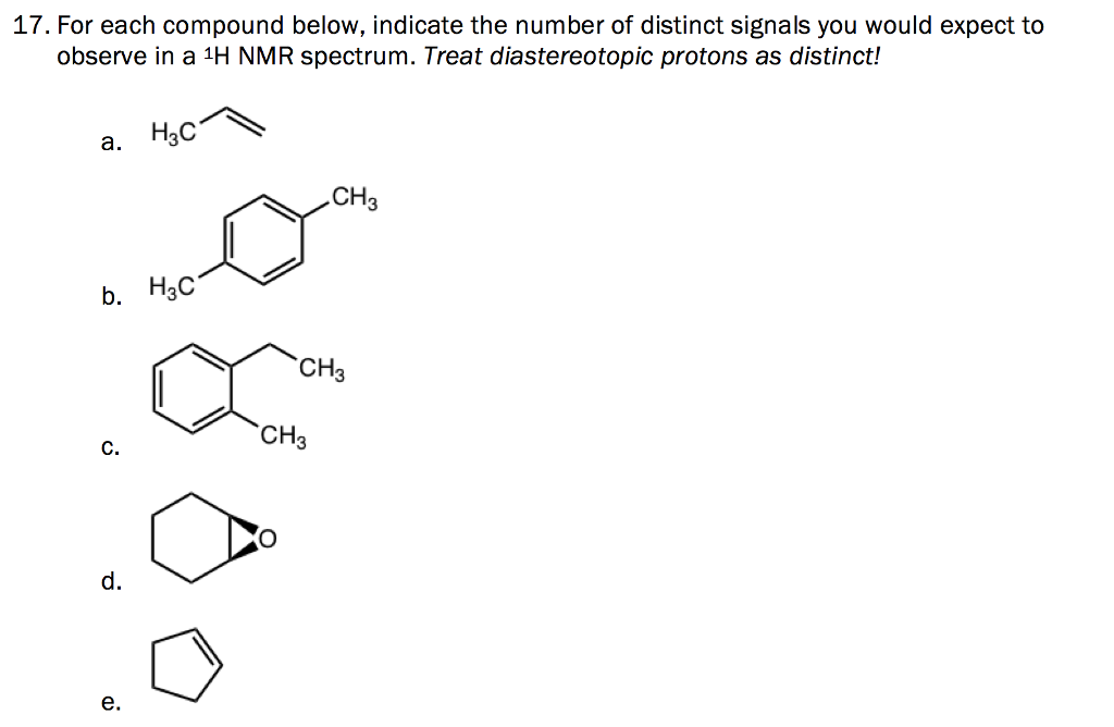 Solved 17. For each compound below, indicate the number of | Chegg.com
