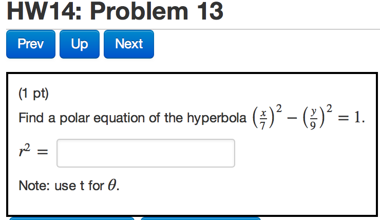 Solved Find a polar equation of the hyperbola (x/7)2 - | Chegg.com