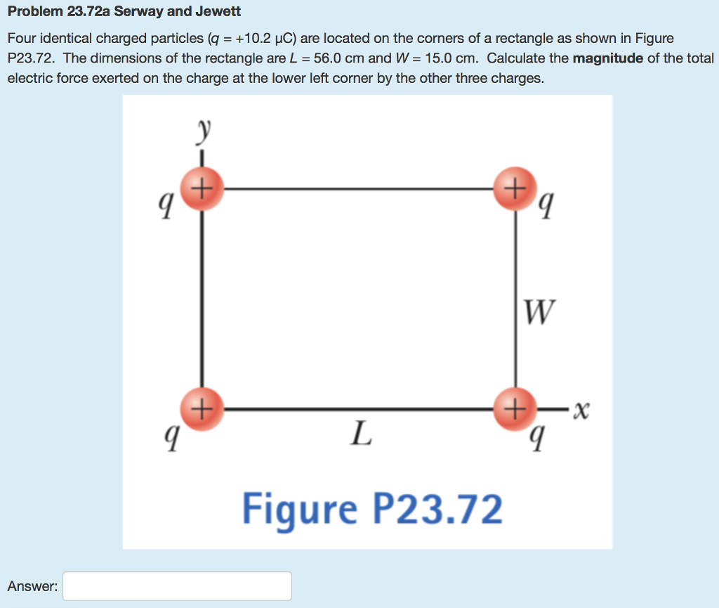 Solved Problem 23.72a Serway and Jewett Four identical | Chegg.com