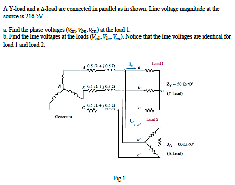 Solved A Y-load and a A-load are connected in parallel as in | Chegg.com
