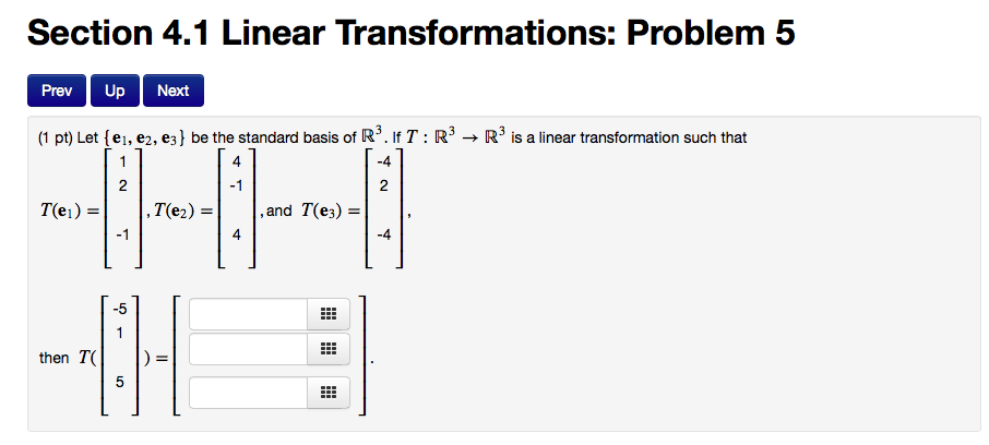 Solved Section 4.1 Linear Transformations: Problem 5 Let | Chegg.com