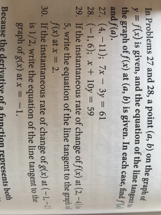 Solved In Problems 27 and 28, a point (a, b) on the graph f( | Chegg.com
