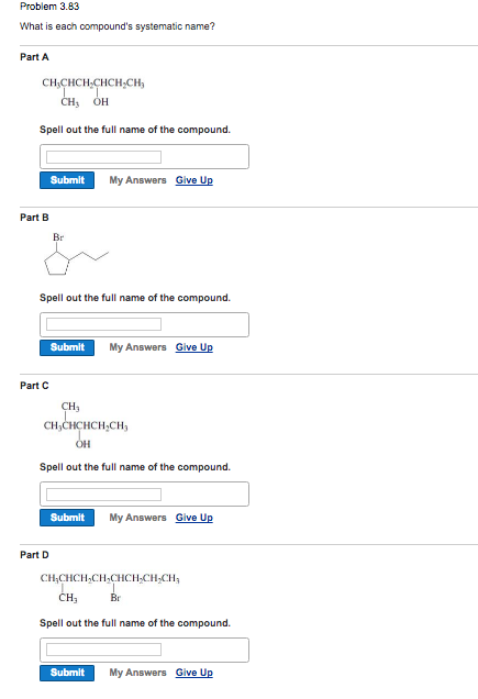 Solved Problem 3.83 What is each compound's systematic name? | Chegg.com