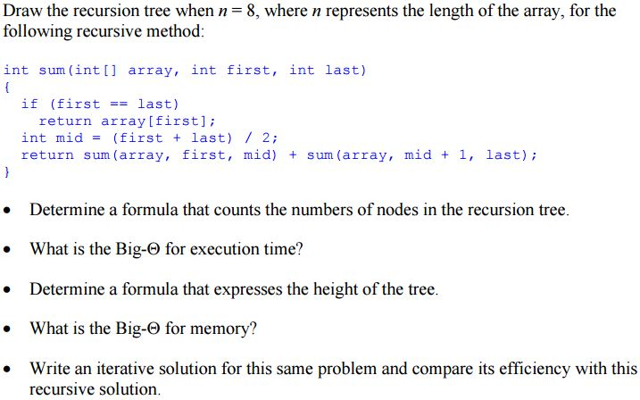Solved Draw the recursion tree when n = 8, where n | Chegg.com