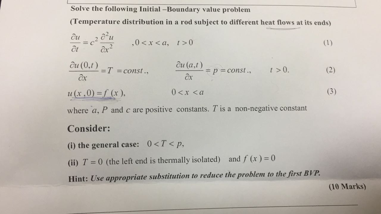 Solved Solve the following Initial -Boundary value problem | Chegg.com