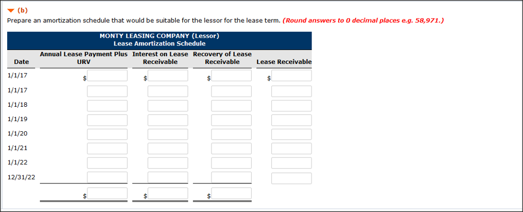 Solved Exercise 21-10 (Part Level Submission) Monty Leasing | Chegg.com