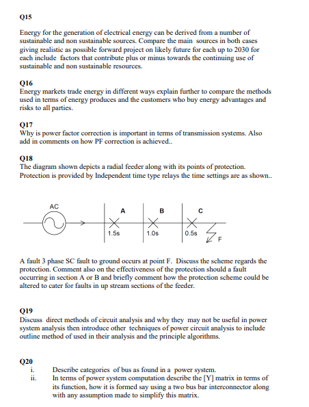 Solved Q15 Energy for the generation of electrical energy | Chegg.com