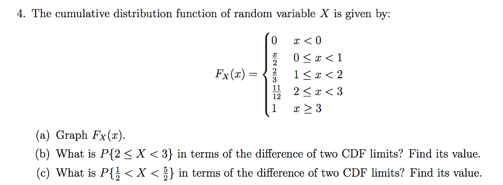 Solved 4. The cumulative distribution function of random | Chegg.com