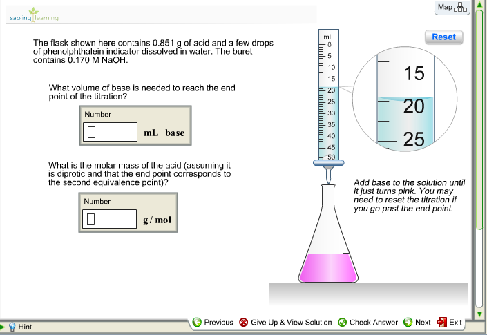 Solved The flask shown here contains 0.851 g of acid and a | Chegg.com