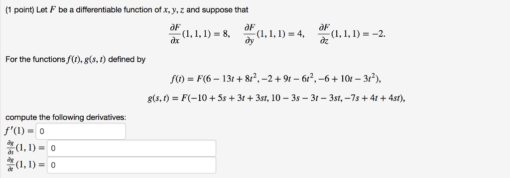 Solved (1 point) Let F be a differentiable function of x, y, | Chegg.com