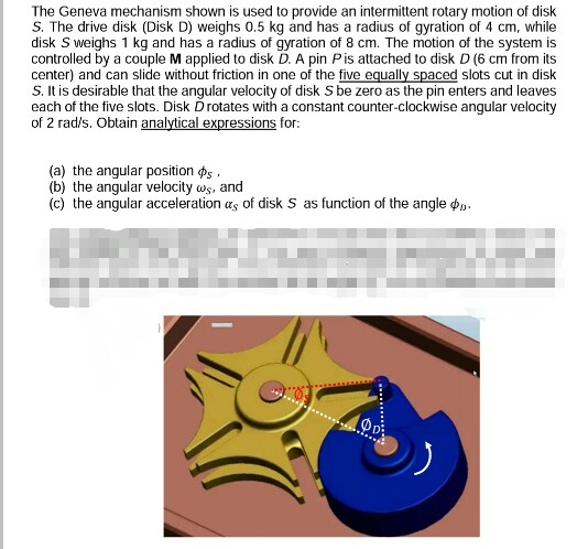 The Geneva mechanism shown is used to provide an | Chegg.com