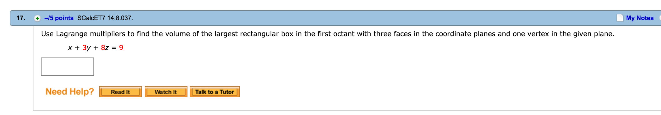 Solved Use Lagrange multipliers to find the volume of the | Chegg.com